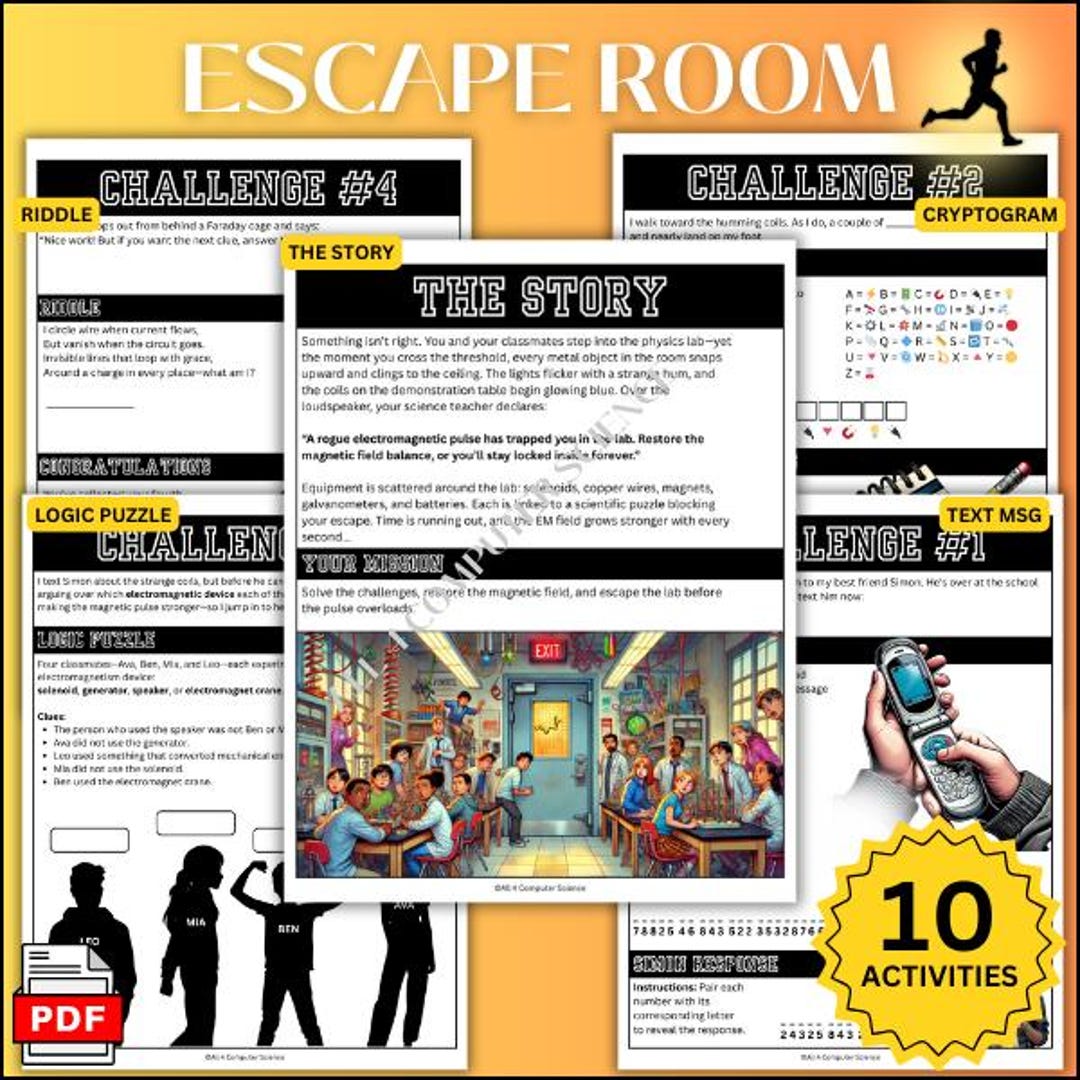 Science Physics Magnetism Escape Room STEM Club Worksheets PDF Bundle ...
