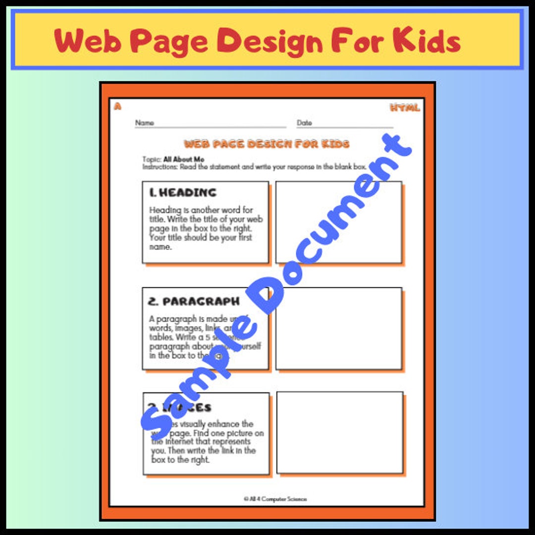 No Prep Web Page Design Bundle for Kids 5 Activities - Etsy