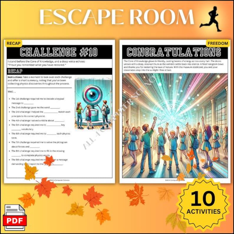 Science Physics Museum Escape Room STEM Club Worksheets PDF Bundle ...