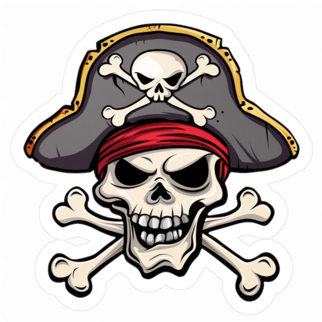 Jolly Rogers Skull and Crossbones Die Cut Sticker, Water Resistant ...