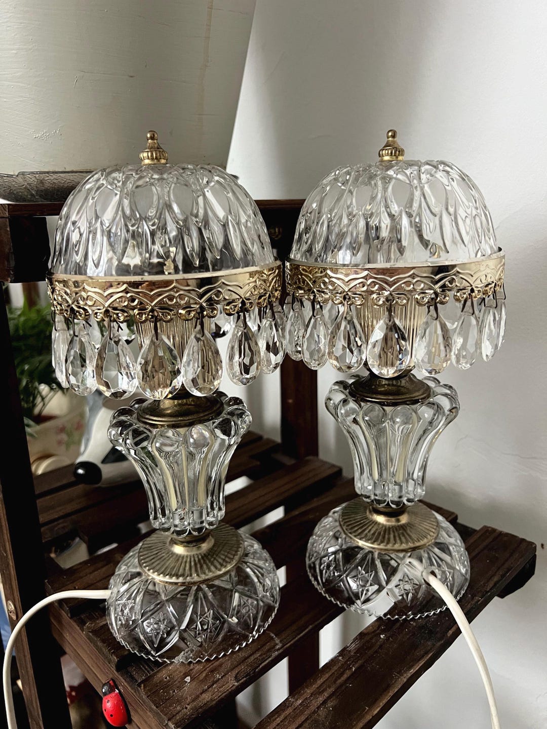 Vintage European Crystal Table Lamps – Michelotti Style - Fairytale Cut ...