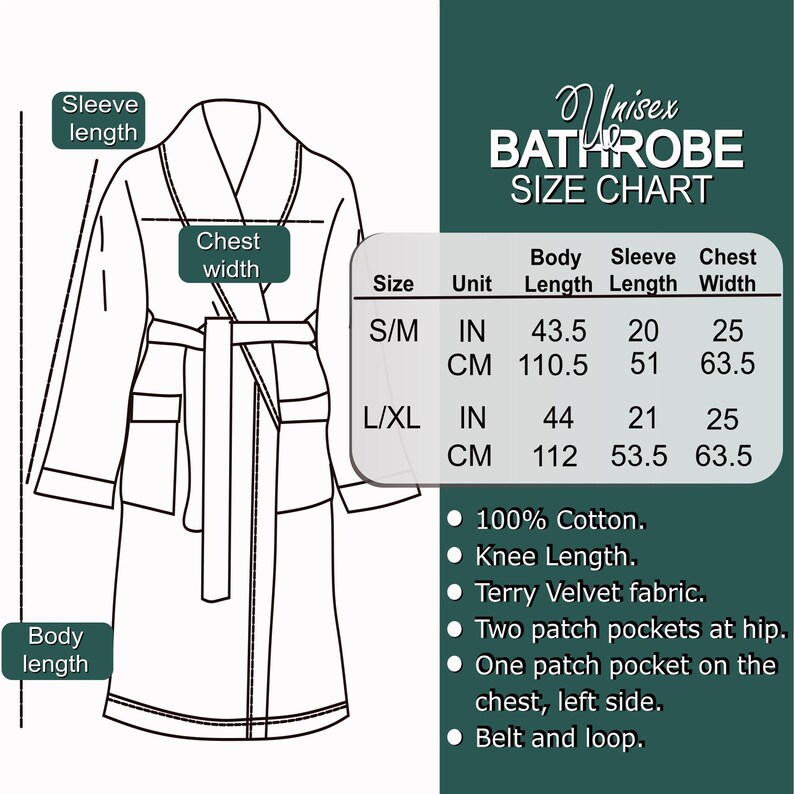 Personalized Unisex Terry Velvet Cotton Luxury Robe, Custom Gift for ...
