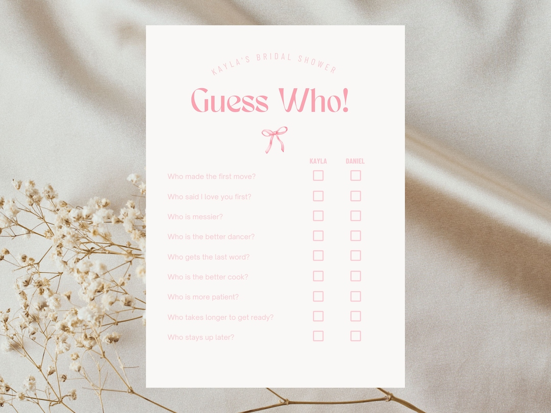Guess Who Bridal Shower Game – Minimalist Canva Template (digital ...