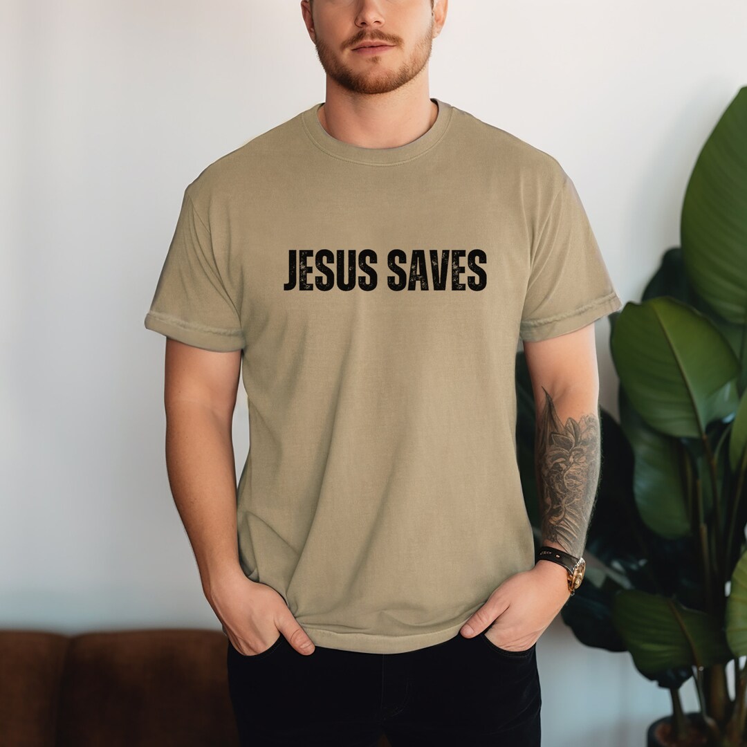 Jesus Saves Tshirt, Christian Clothes Men, Church Crewneck, Religious ...