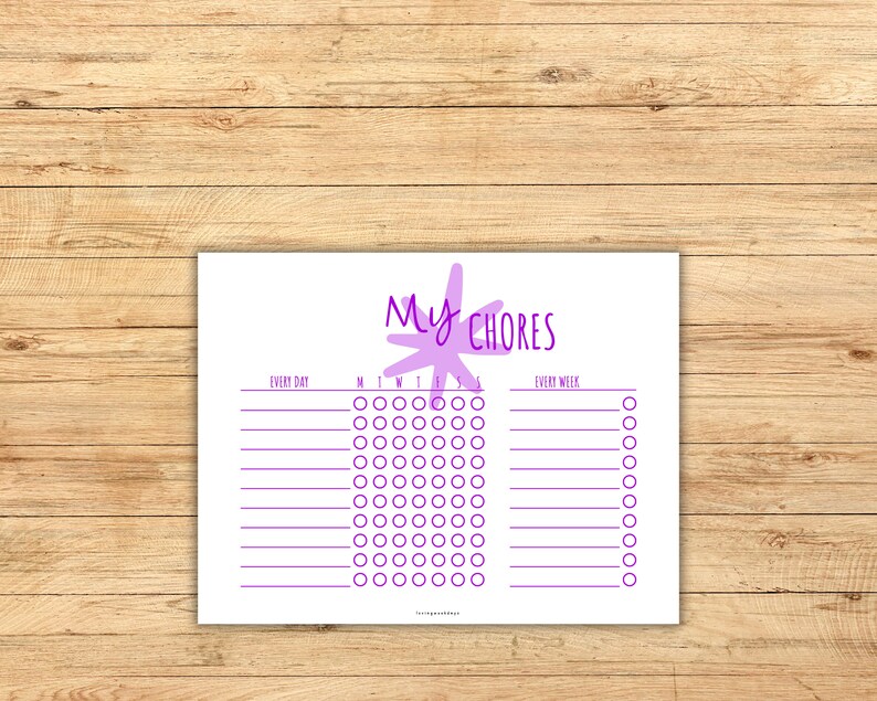Printable Chore Chart, Kids Routine Chart, Daily & Weekly Kids Chore ...