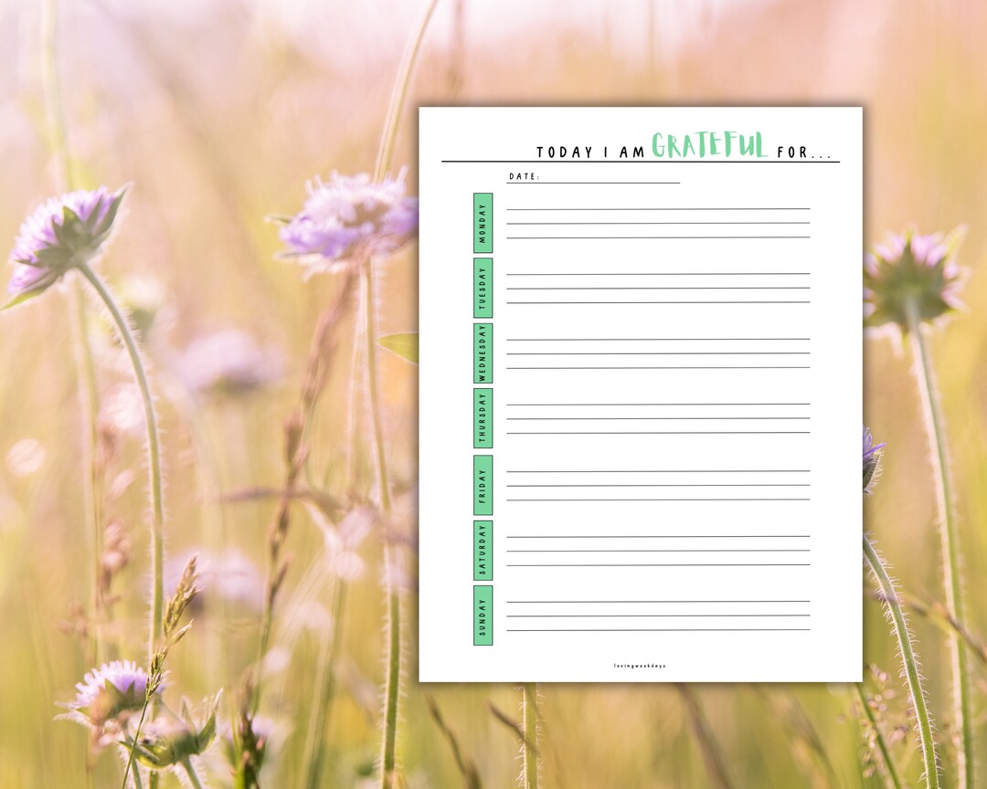 Kids Weekly Gratitude Journal Printable Template, Thankfulness Journal ...