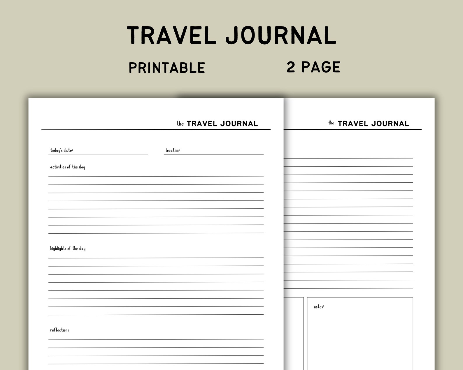 Travel Journal Printable, Holiday Travel Journal ,travel Memories ...