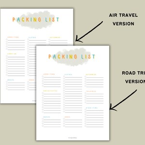 Kids Travel Journal Printable, Kids Packing Lists, Kids Travel ...