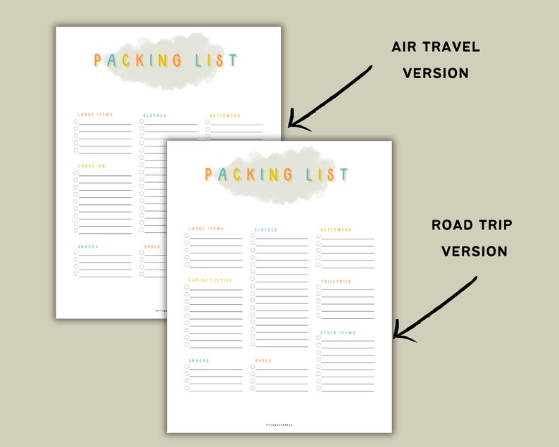 Kids Travel Journal Printable, Kids Packing Lists, Kids Travel ...