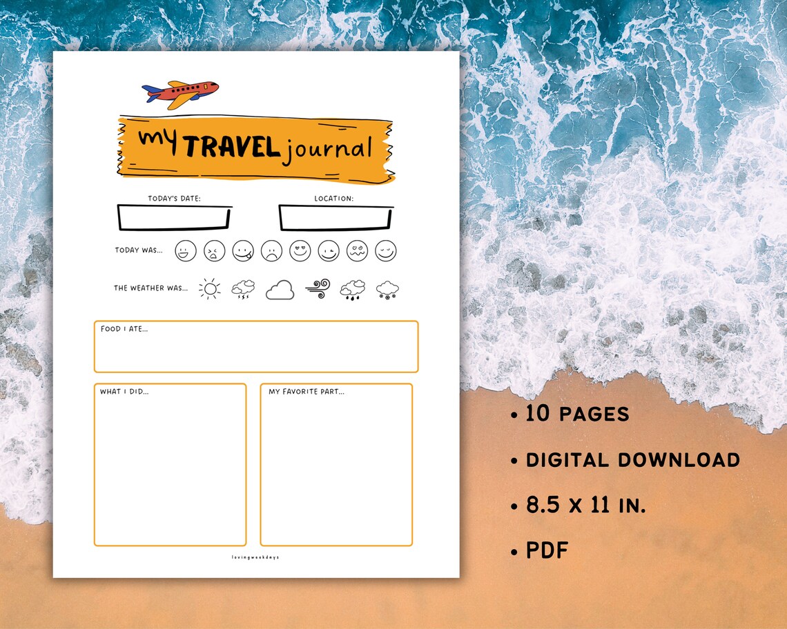 Kids Travel Journal Printable, Holiday Travel Journal, Kids Travel ...