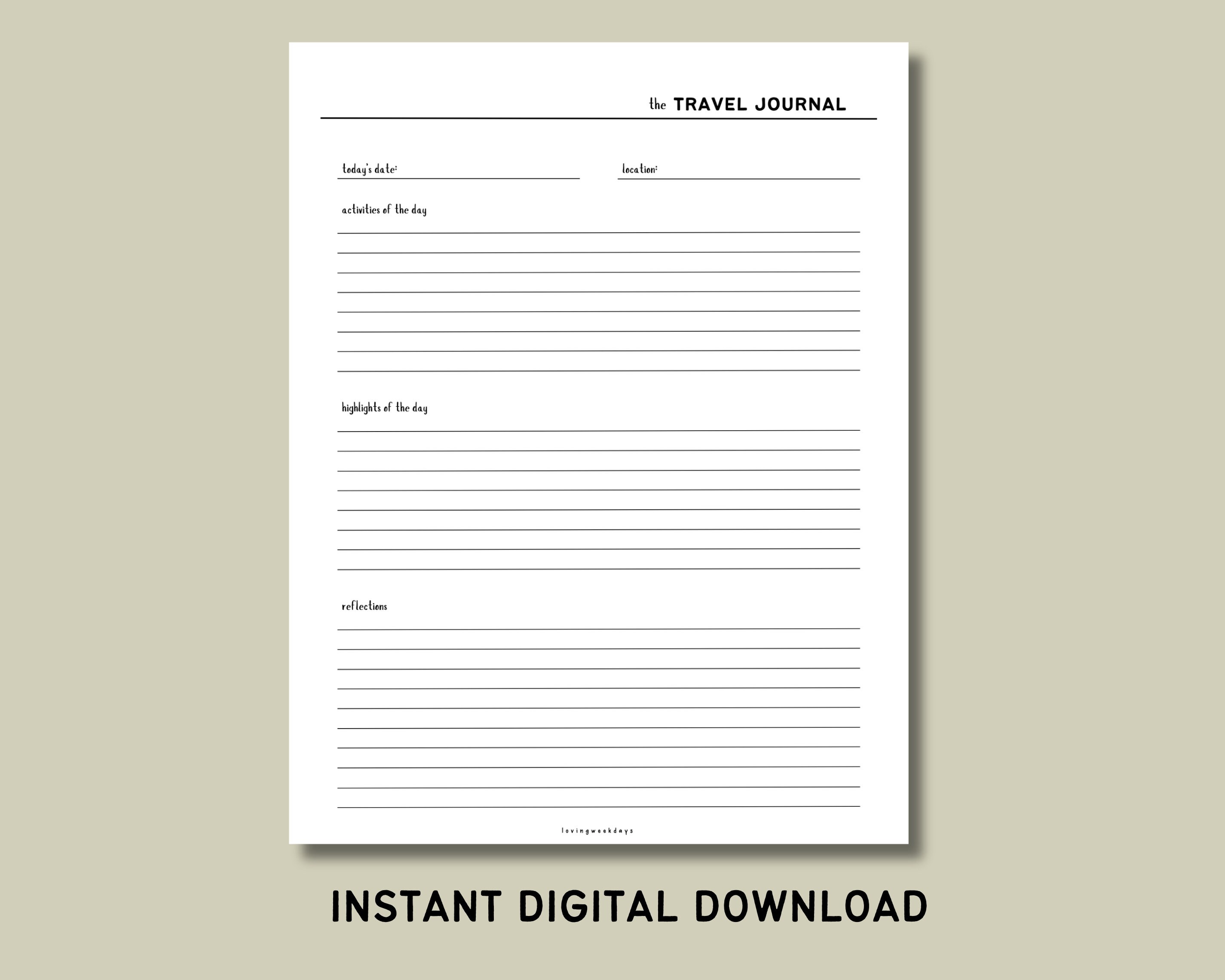 Travel Journal Printable, Holiday Travel Journal ,travel Memories ...