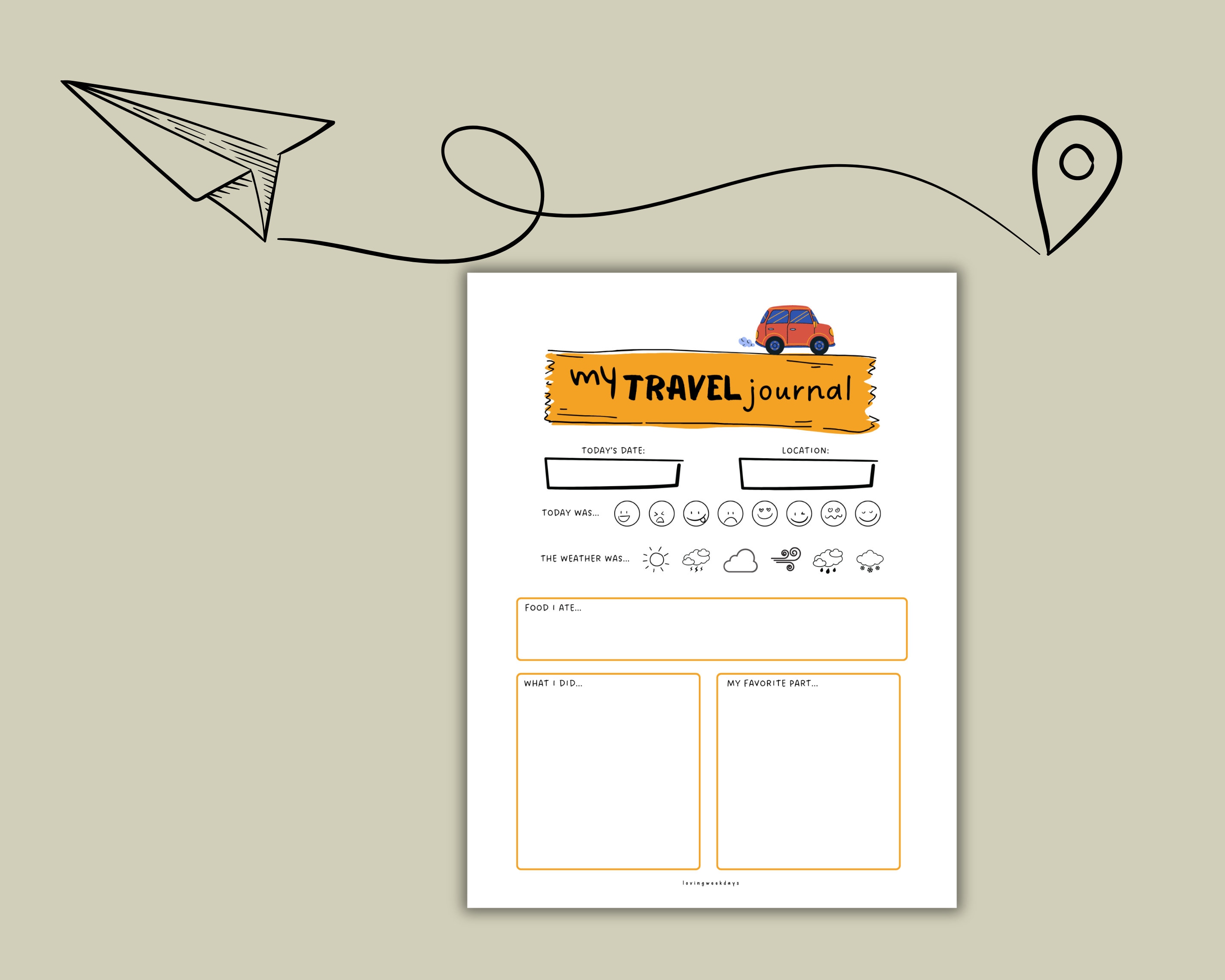 Kids Travel Journal Printable, Holiday Travel Journal, Kids Travel ...