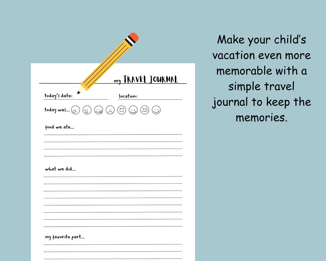 Kids Travel Journal Printable, Holiday Travel Journal, Kids Travel ...