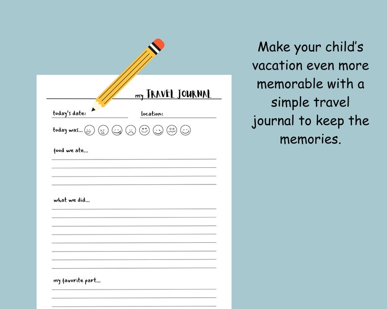 Kids Travel Journal Printable, Holiday Travel Journal, Kids Travel ...