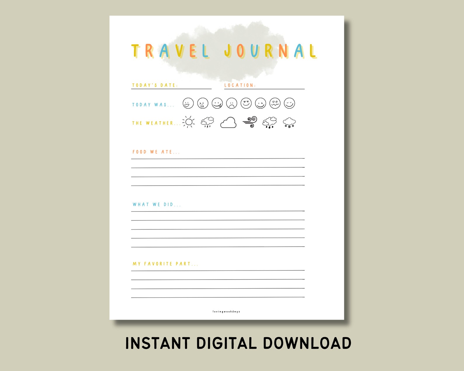 Kids Travel Journal Printable, Kids Packing Lists, Kids Travel ...