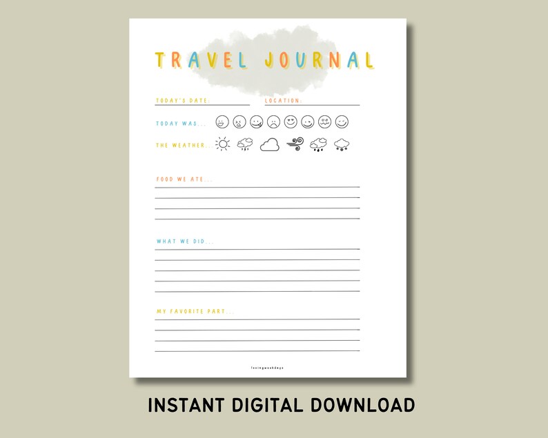 Kids Travel Journal Printable, Kids Packing Lists, Kids Travel ...