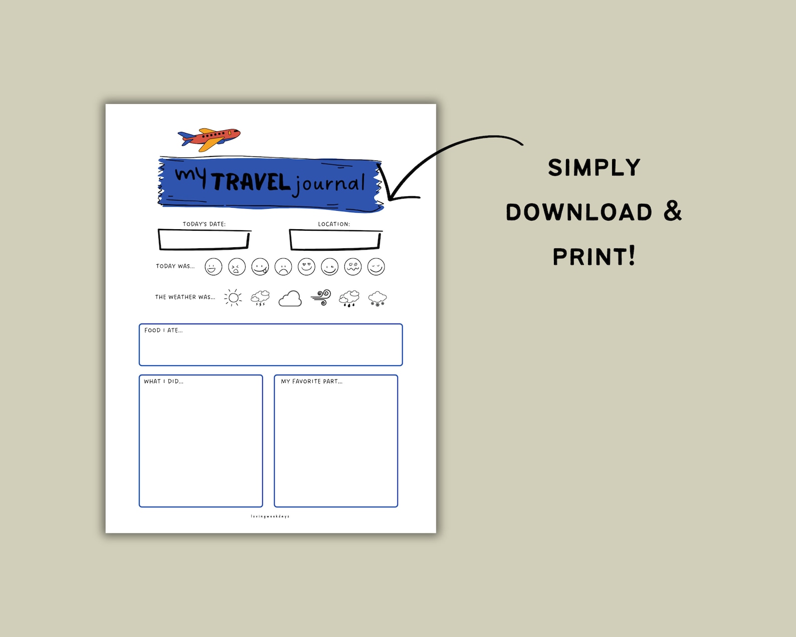 Kids Travel Journal Printable, Holiday Travel Journal, Kids Travel ...