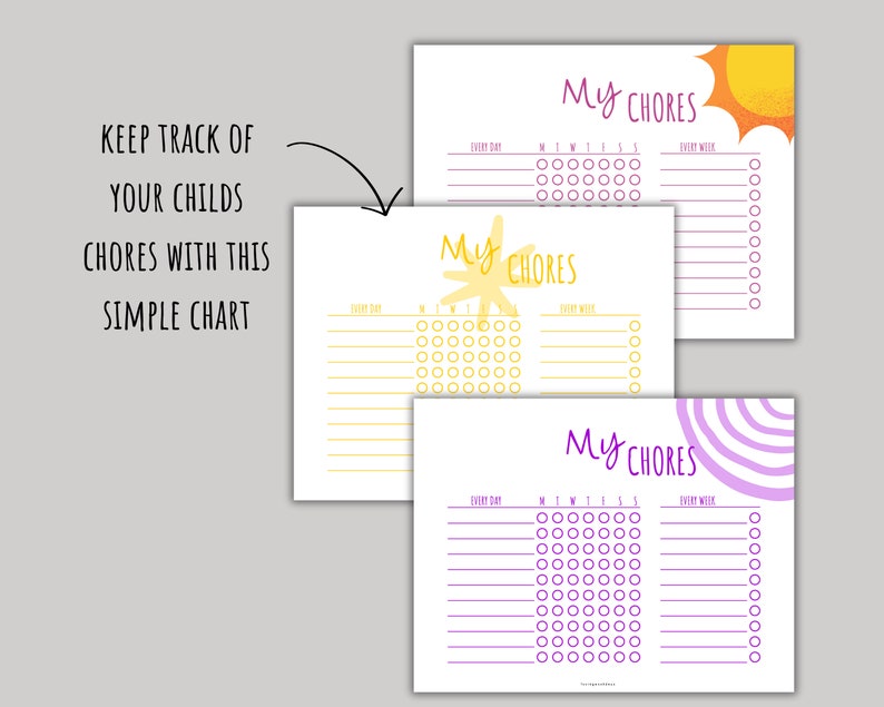 Printable Chore Chart, Kids Routine Chart, Daily & Weekly Kids Chore ...