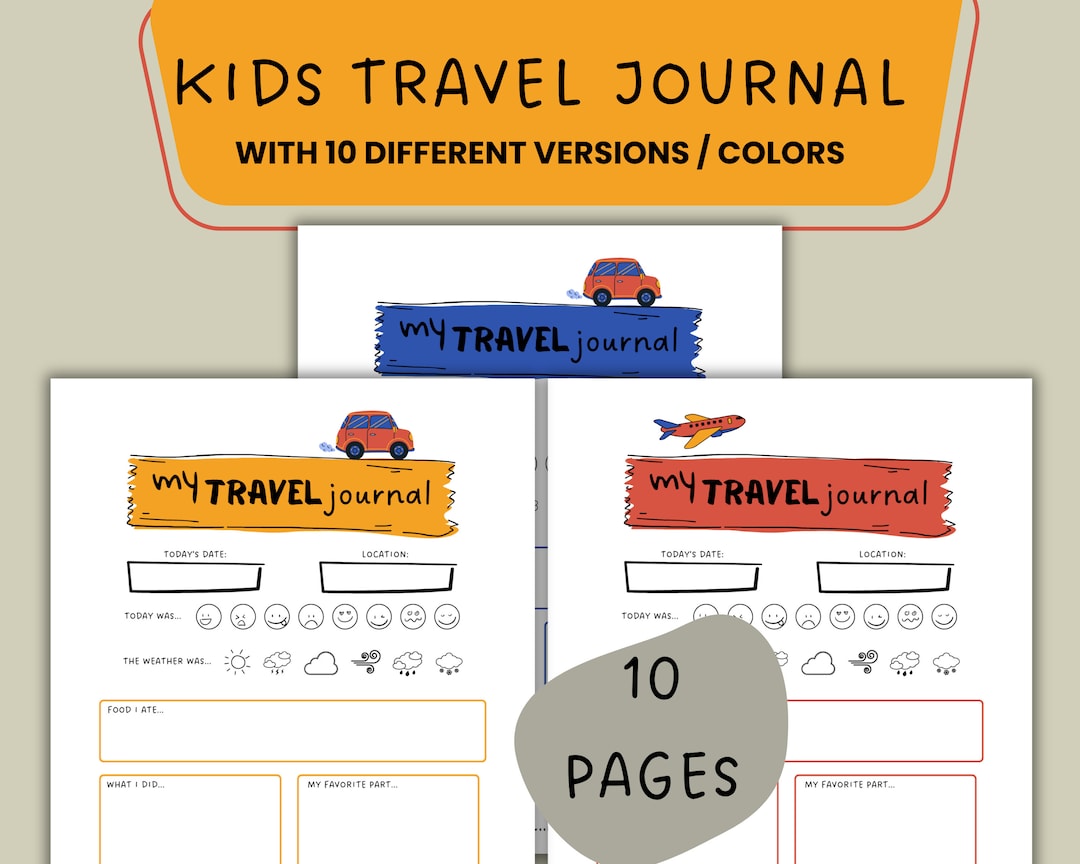 Kids Travel Journal Printable, Holiday Travel Journal, Kids Travel ...