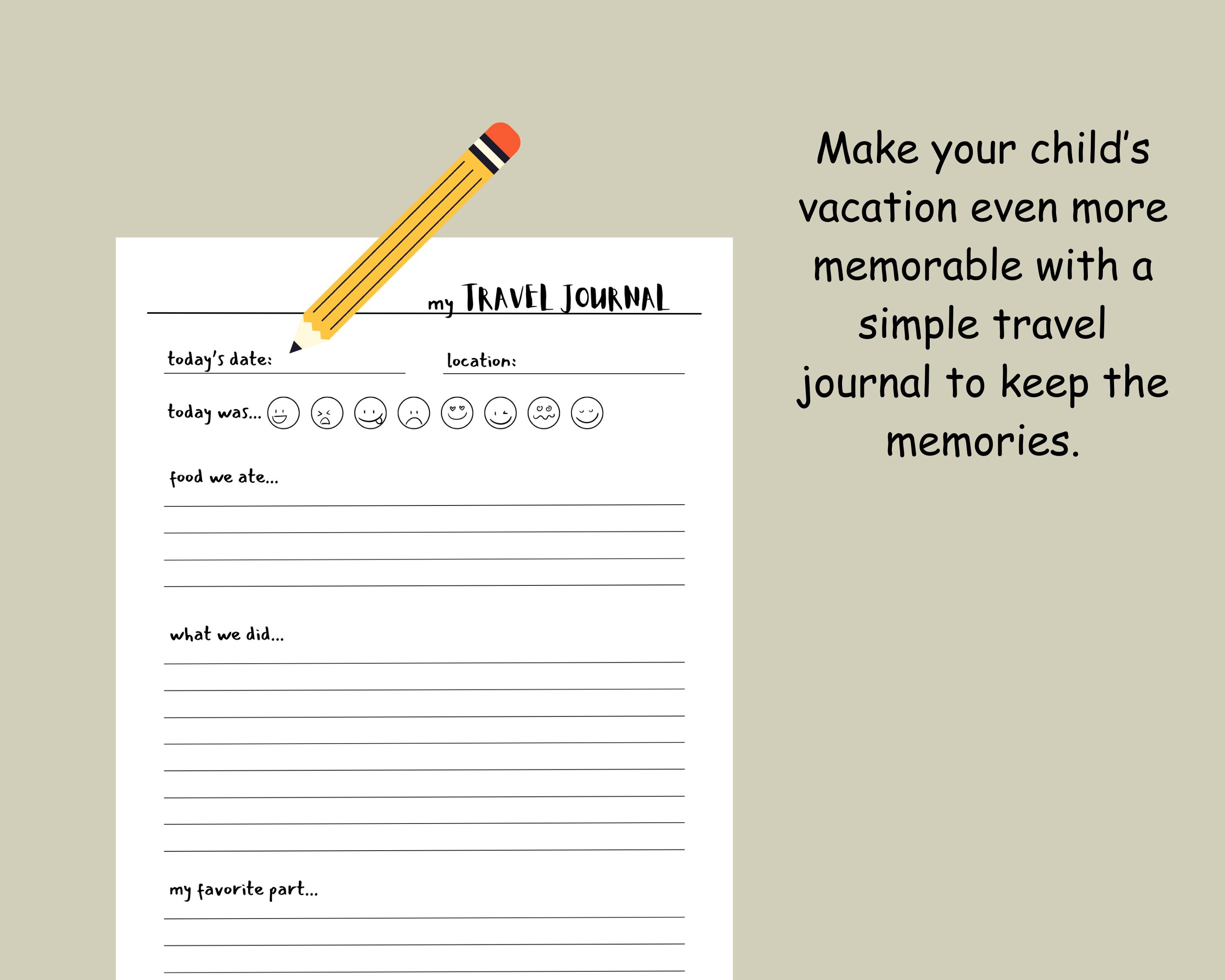 Kids Travel Journal Printable, Holiday Travel Journal, Kids Travel ...