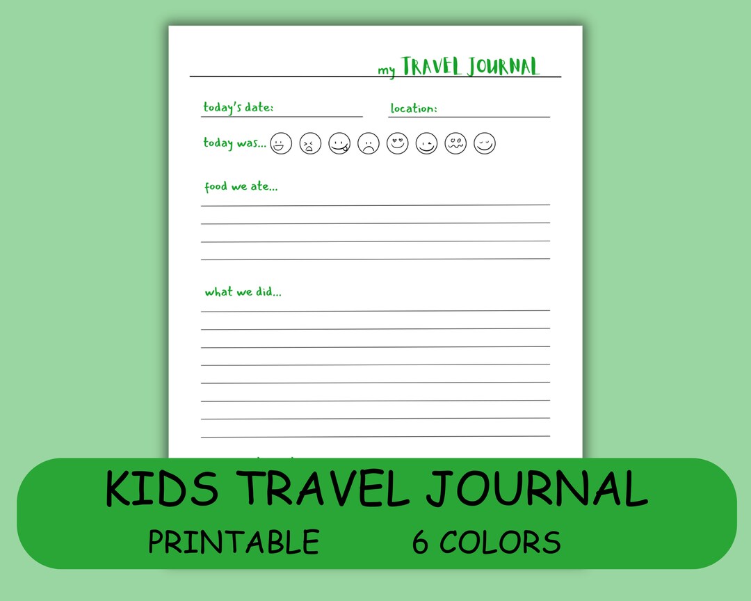 Kids Travel Journal Printable, Holiday Travel Journal, Kids Travel ...