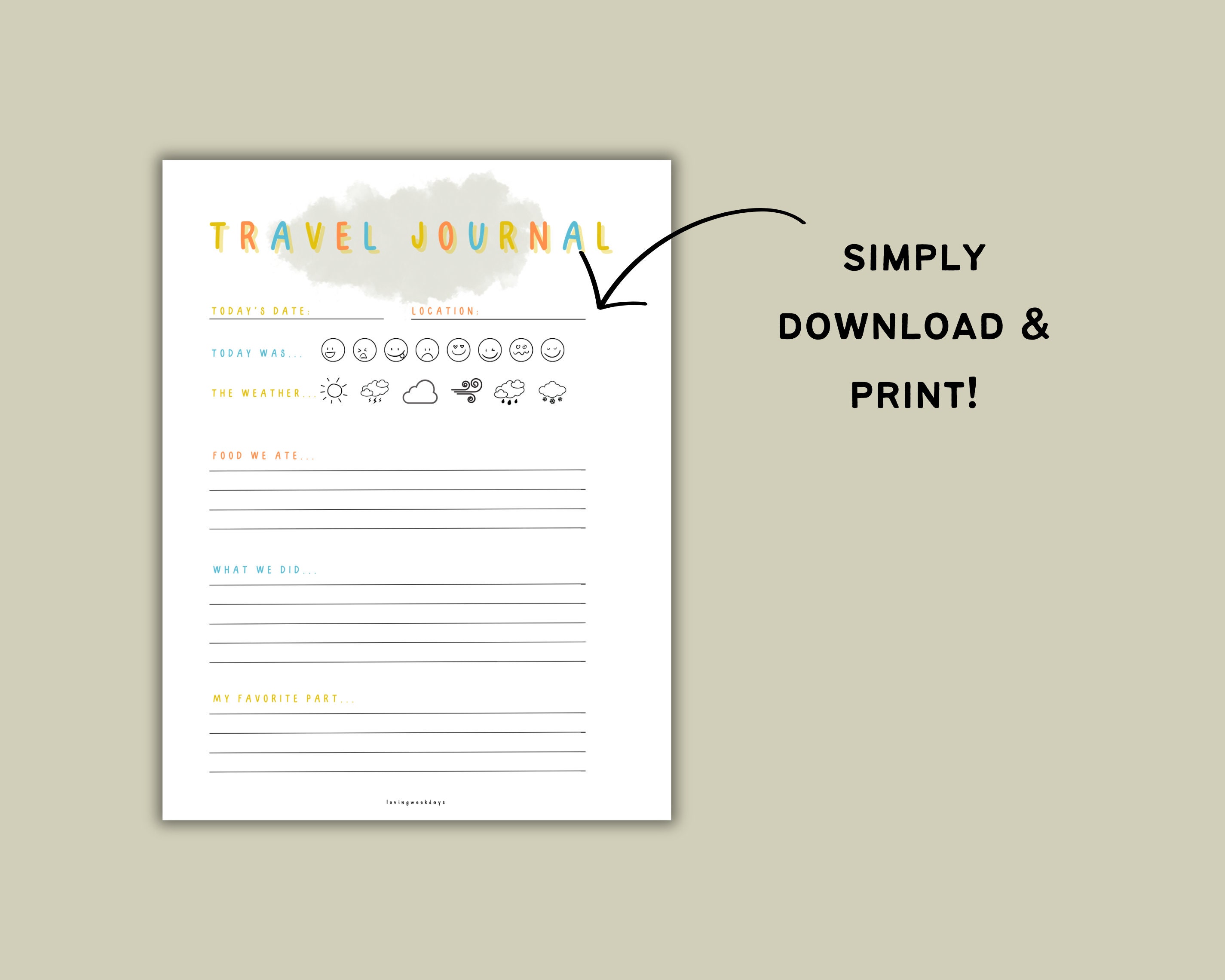 Kids Travel Journal Printable, Kids Packing Lists, Kids Travel ...
