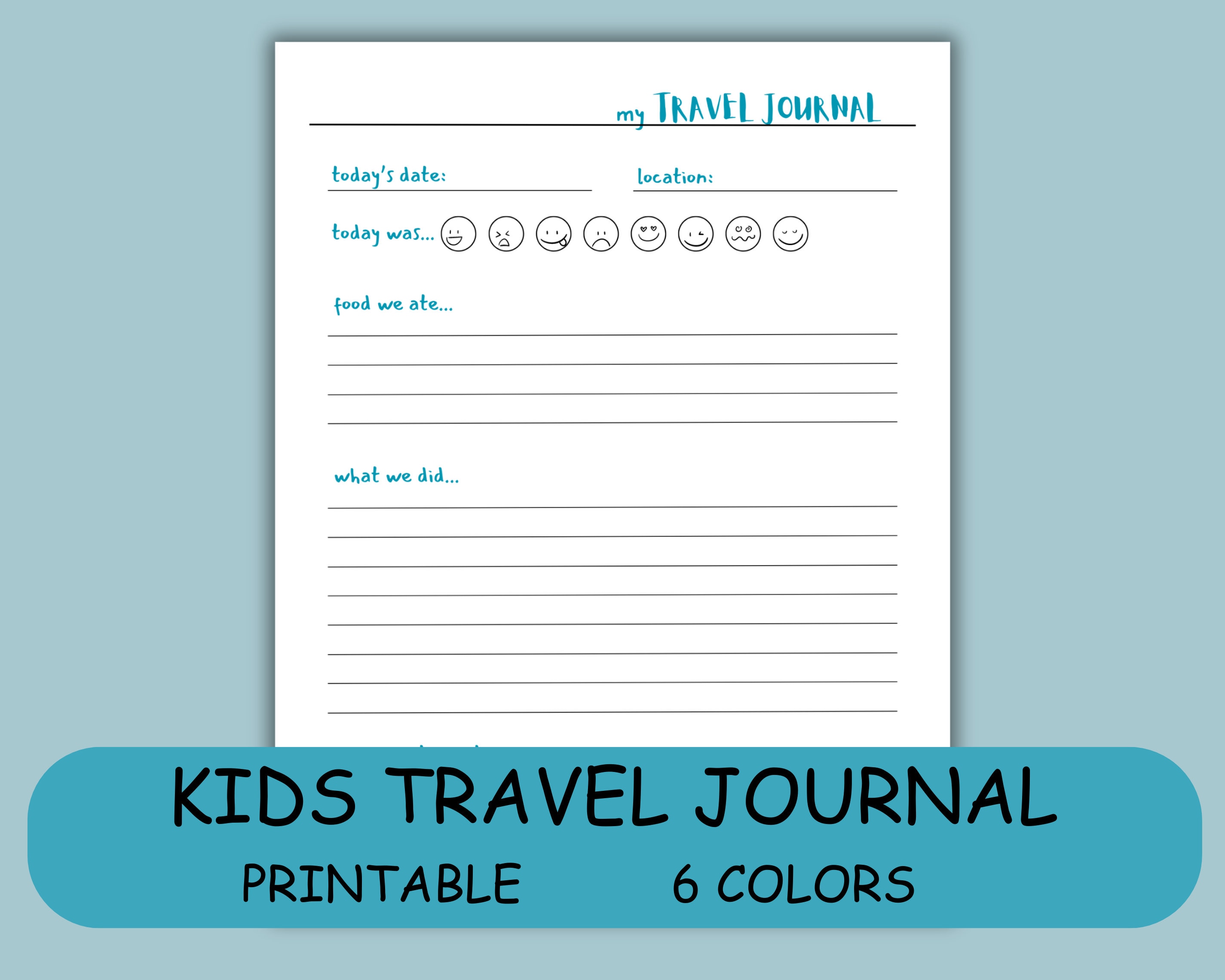 Kids Travel Journal Printable, Holiday Travel Journal, Kids Travel ...