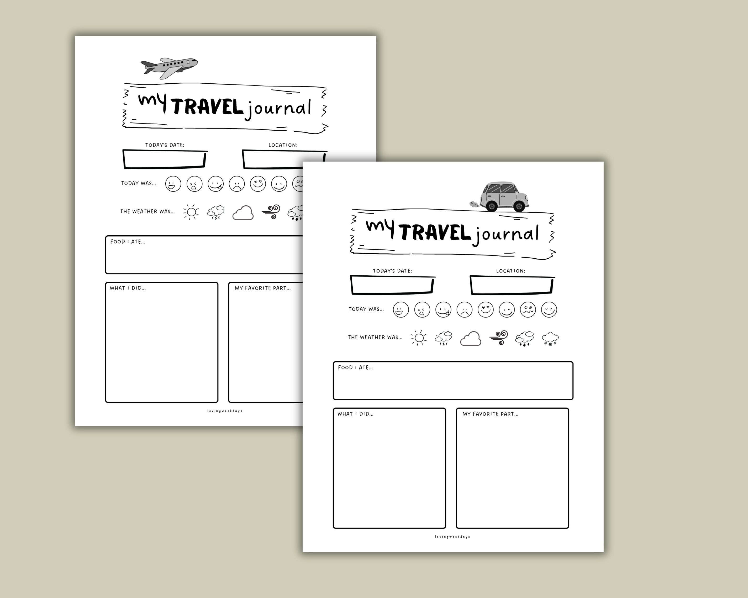 Kids Travel Journal Printable, Holiday Travel Journal, Kids Travel ...