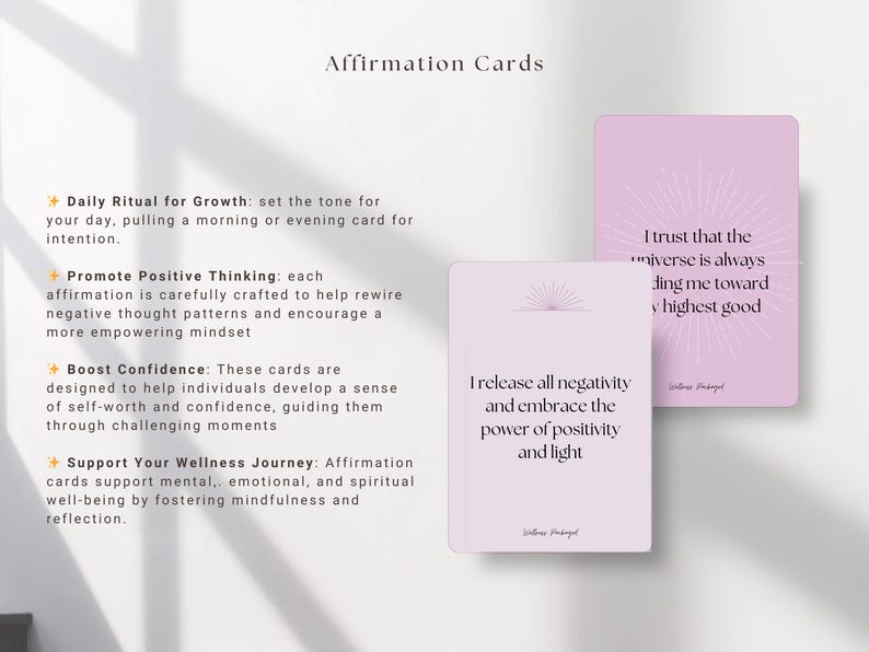 Printable Pink Spiritual Affirmation Cards: Self-care (digital Download ...