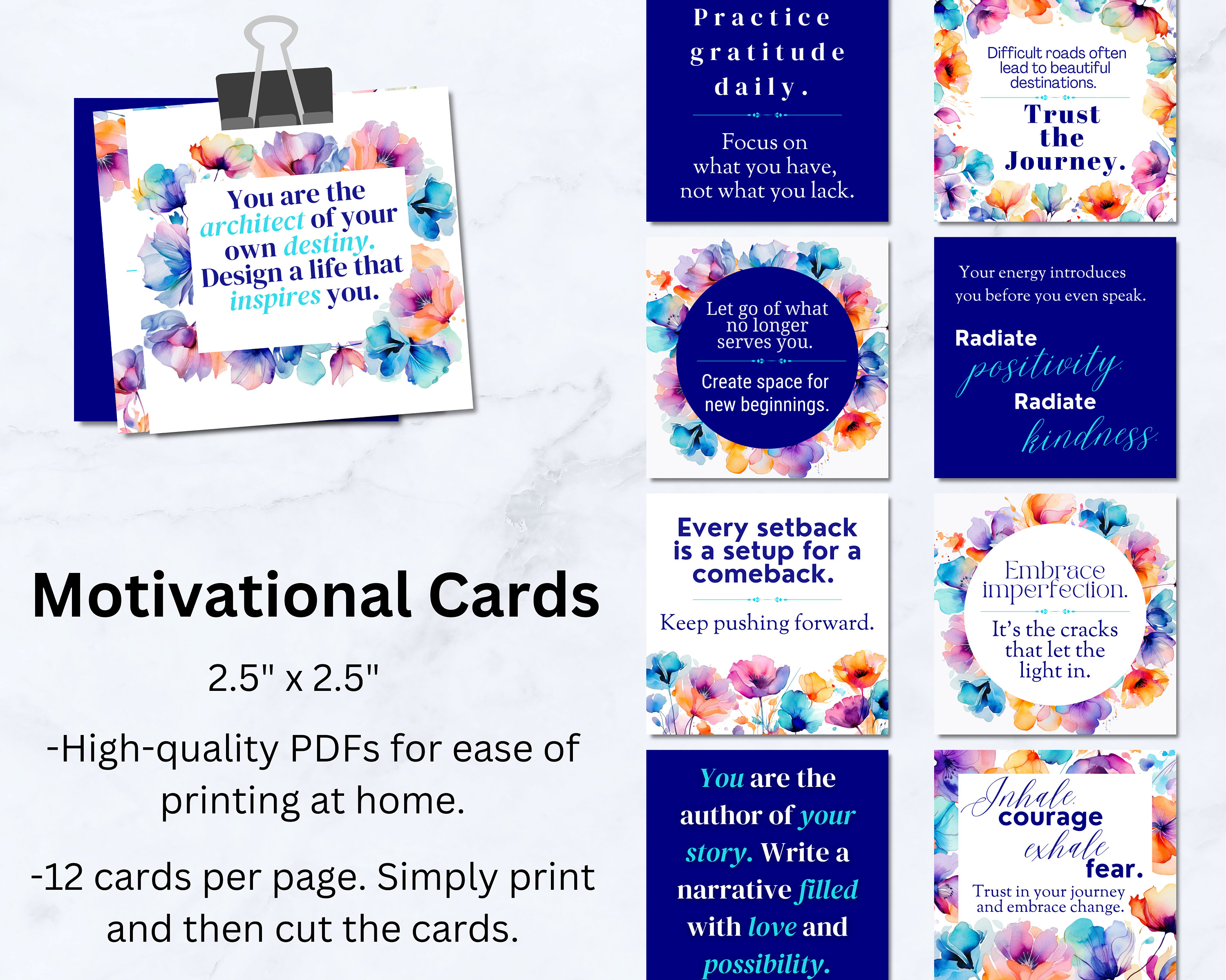 Inspirational Editable Cards, Instant Download Motivational Cards ...
