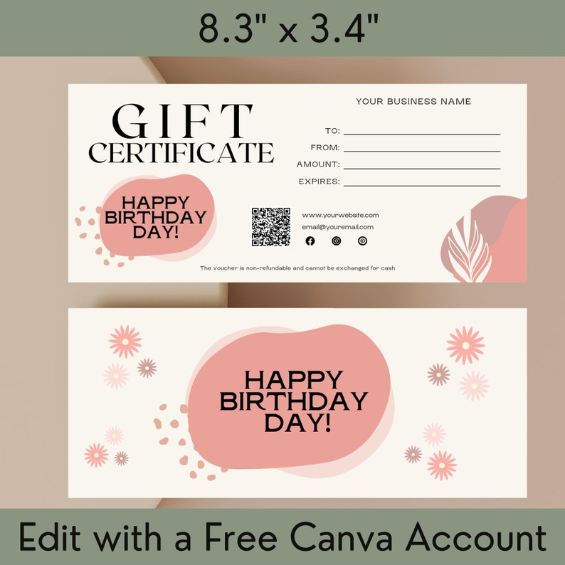 BOHO Editable Gift Certificates Template, BOHO Mothers Day Gift Card ...