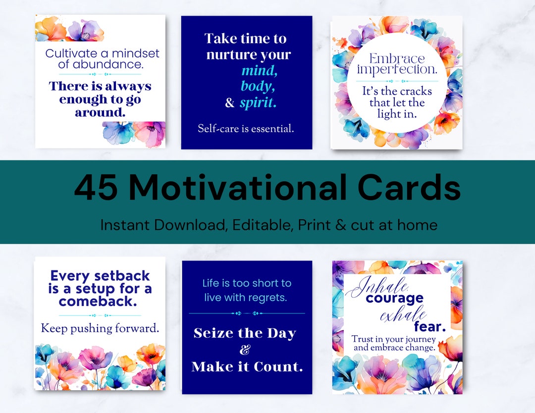 Inspirational Editable Cards, Instant Download Motivational Cards ...