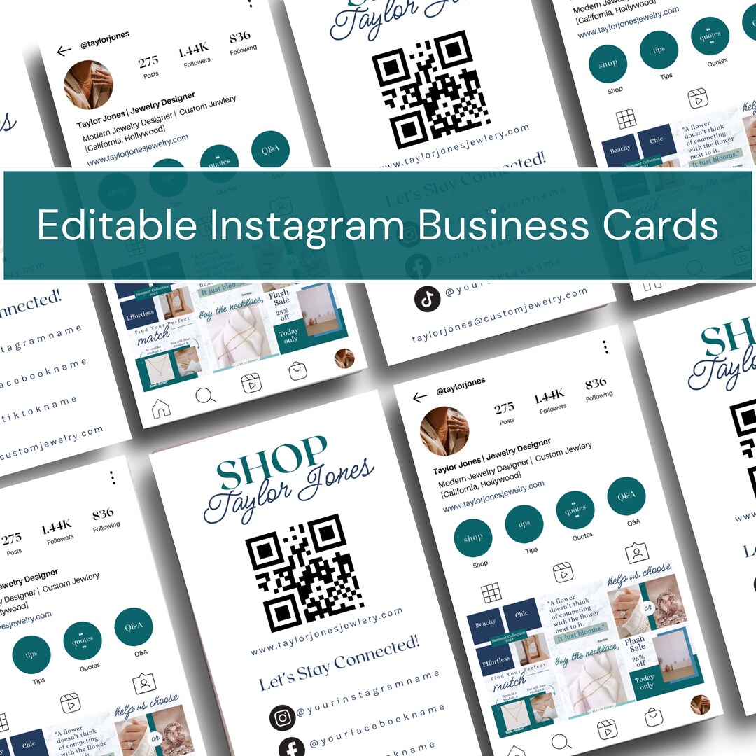 Instagram Business Card, Editable Business Card, Editable Template for ...