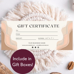 BOHO Editable Gift Certificates Template, BOHO Mothers Day Gift Card ...