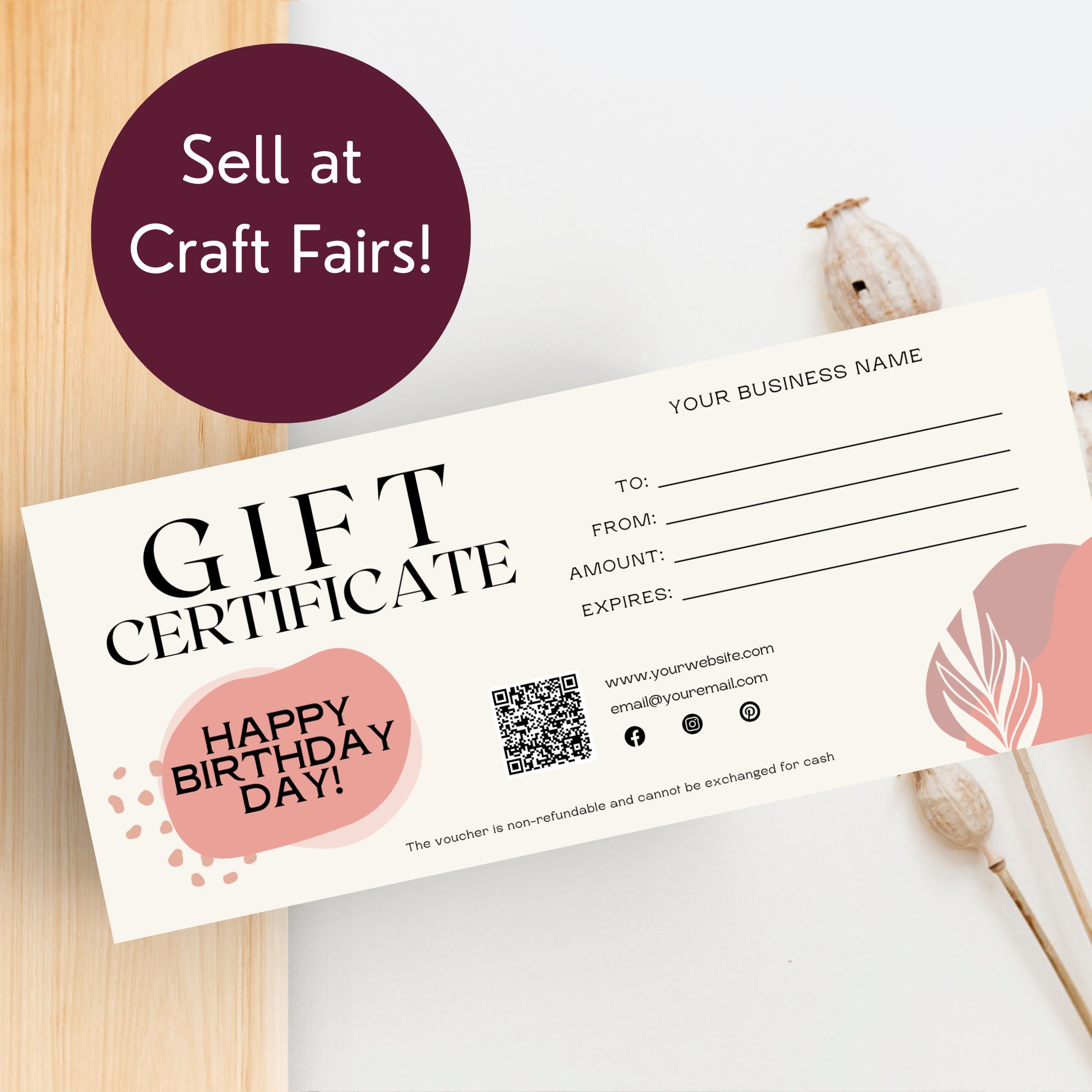 BOHO Editable Gift Certificates Template, BOHO Mothers Day Gift Card ...