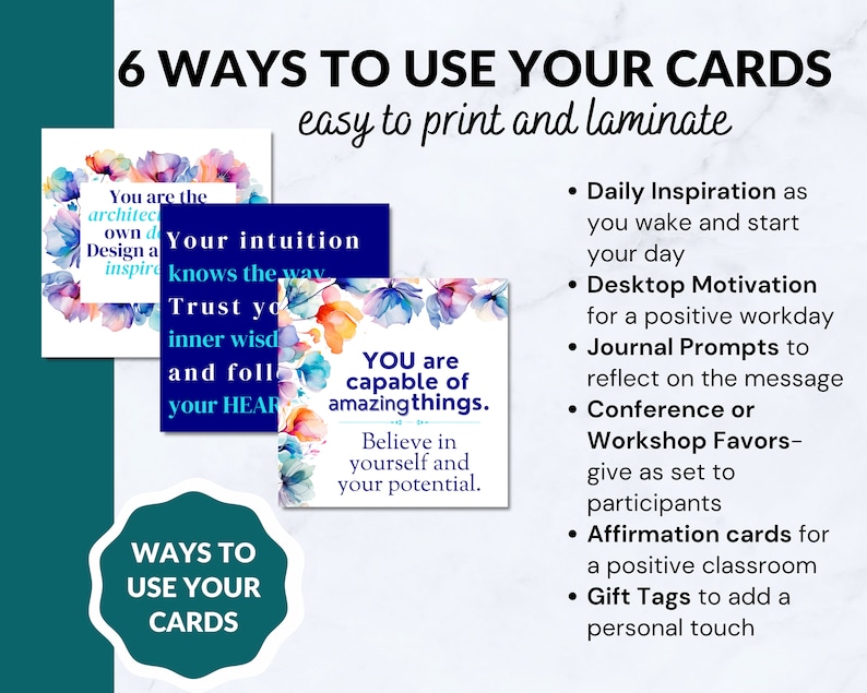 Inspirational Editable Cards, Instant Download Motivational Cards ...