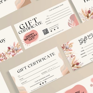 BOHO Editable Gift Certificates Template, BOHO Mothers Day Gift Card ...