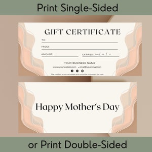 BOHO Editable Gift Certificates Template, BOHO Mothers Day Gift Card ...
