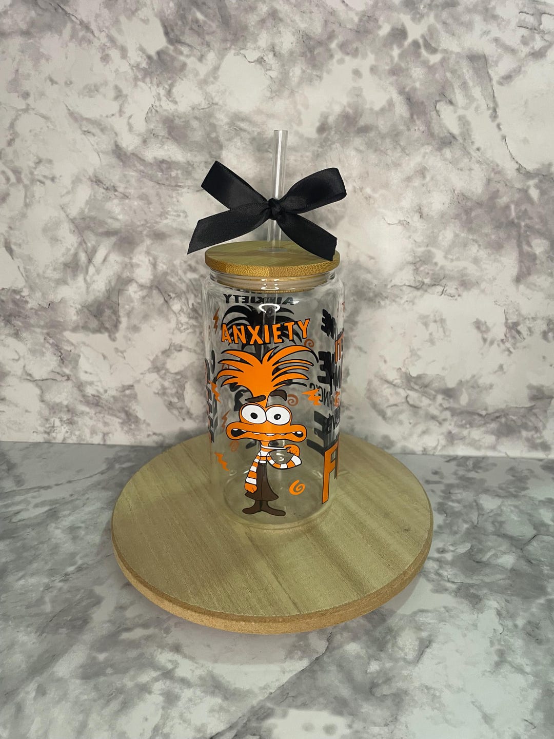 Inside Out Anxiety Glass Tumbler 16oz, Anxiety Glass Coffee Cup, Inside ...