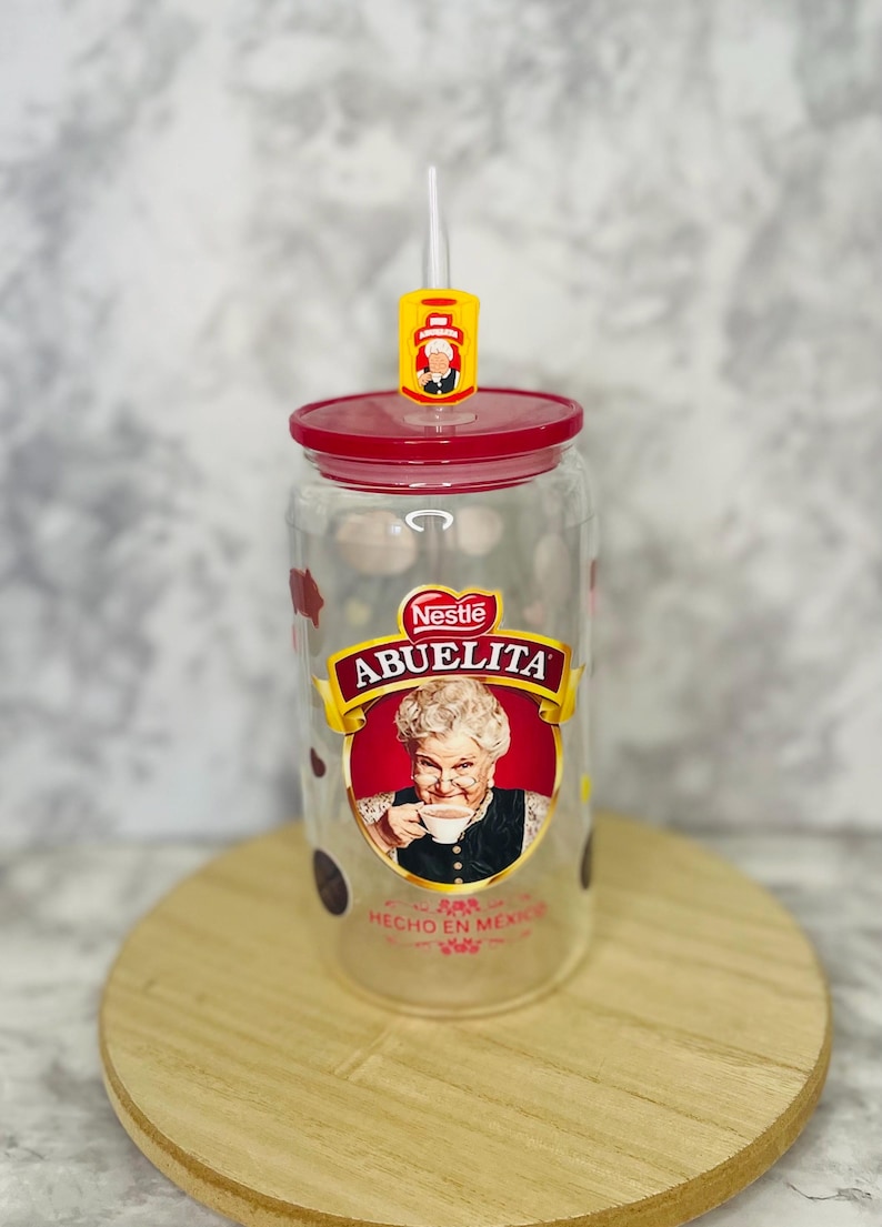 Holiday Chocolate Abuelita Glass Cup, Mexican Christmas 16oz Glass Can ...