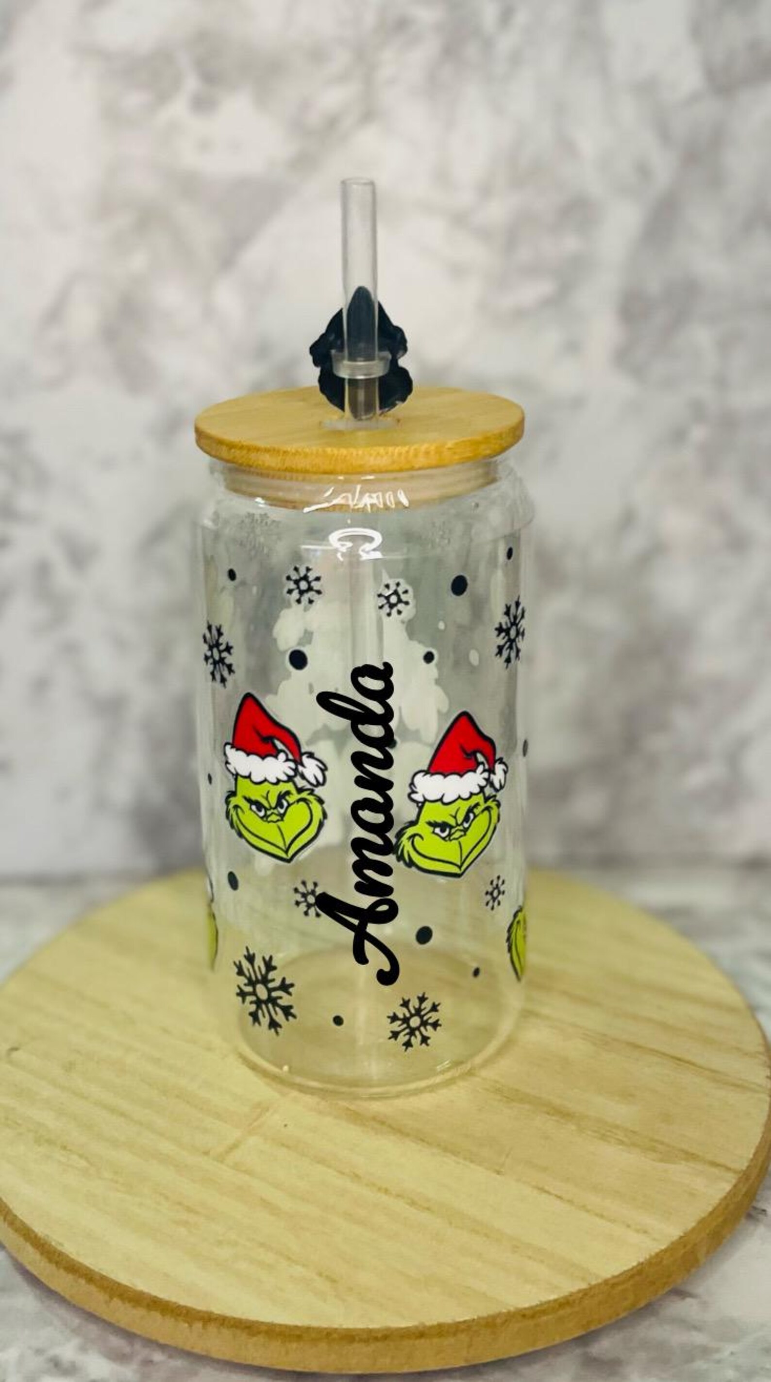 Merry Grinch Mas Glass Cup, Grinch Personalized Cup, Christmas Cup ...
