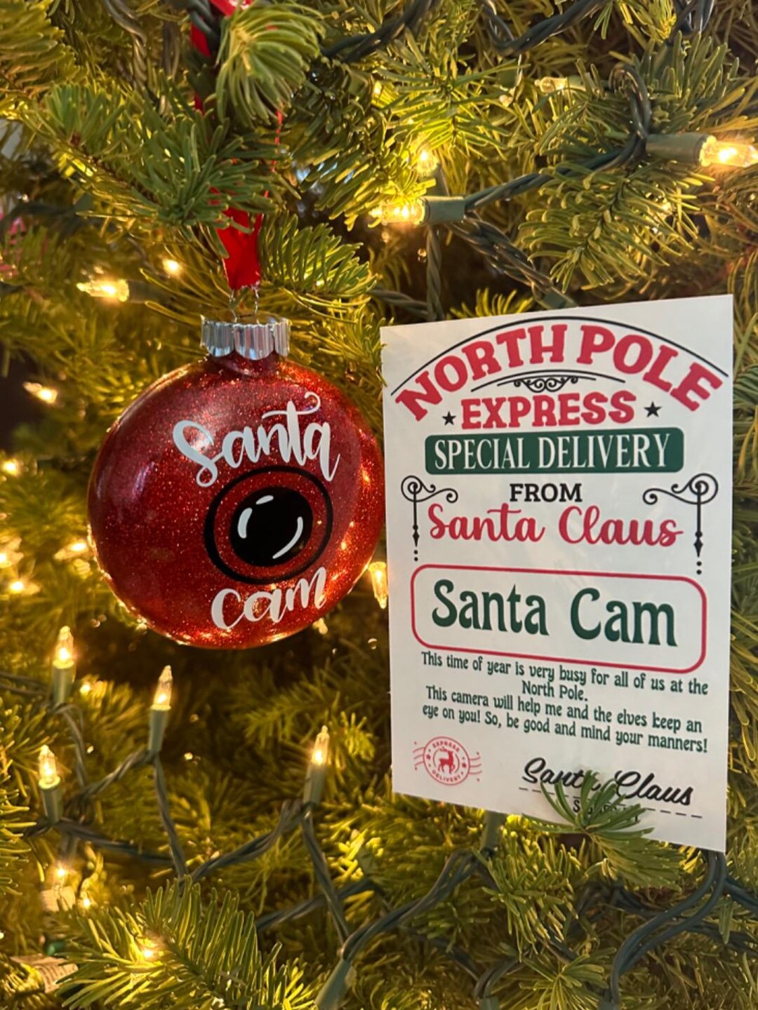 Santa Cam Christmas Ornament With Letter, Christmas Santa Cam Ornament ...