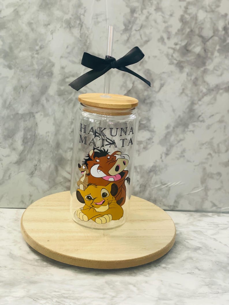 Hakuna Matata Glass Cup, Timon Pumba and Simba Friends Cup, the Lion ...