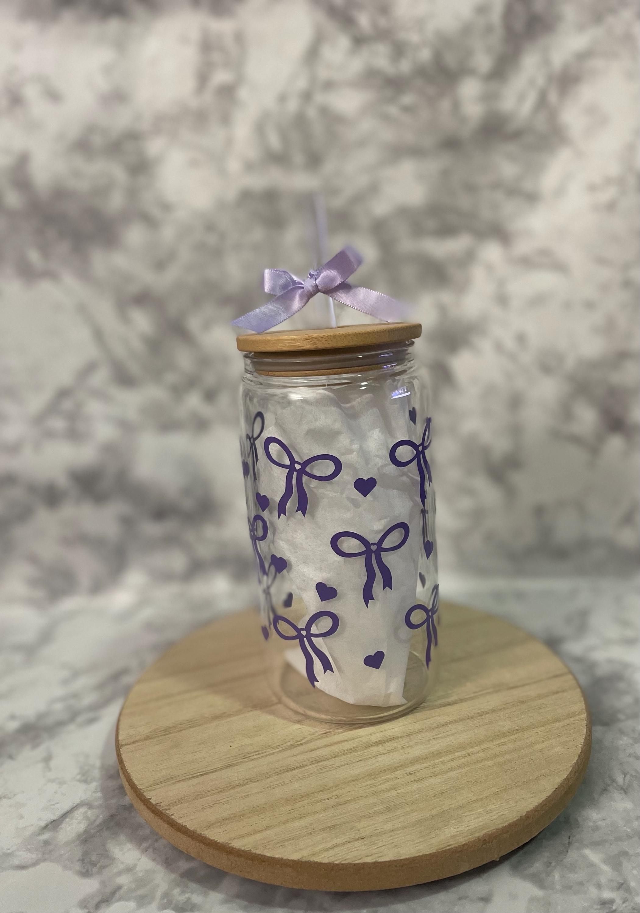 Trendy Bow Cup, Coquette Bow Cup, 16oz Glass Cup, Coquette Bow Glass ...