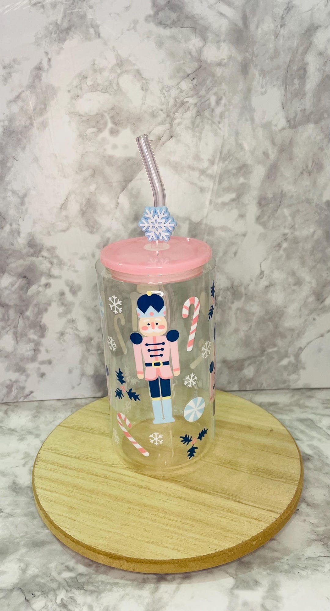 Nutcracker Glass Cup, Pink Nutcracker Cup, Nutcracker Coffee Cup ...