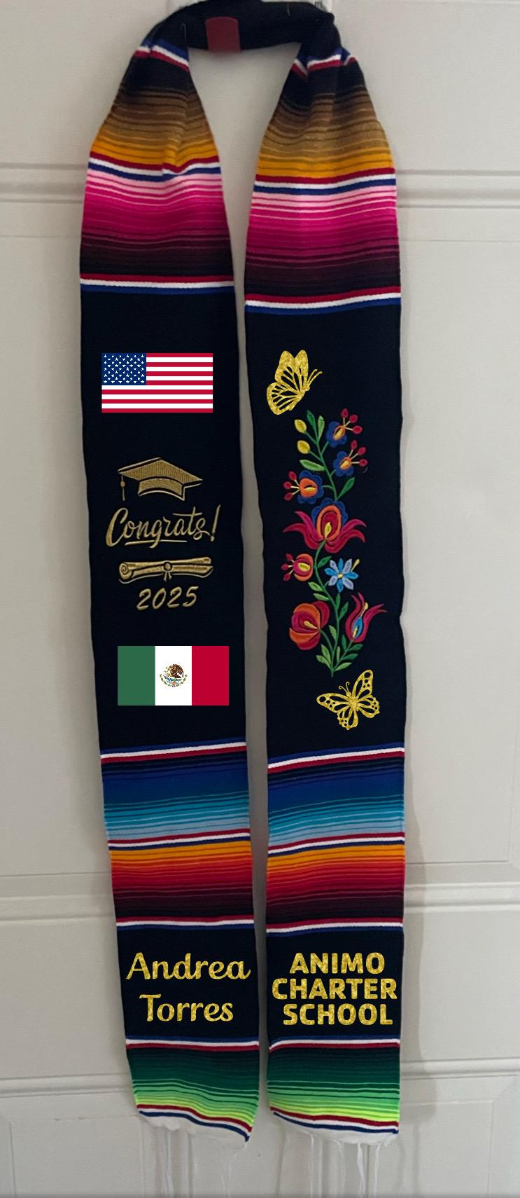 Personalized Mexican Sarape Graduation Stole, Class of 2025 Graduation ...
