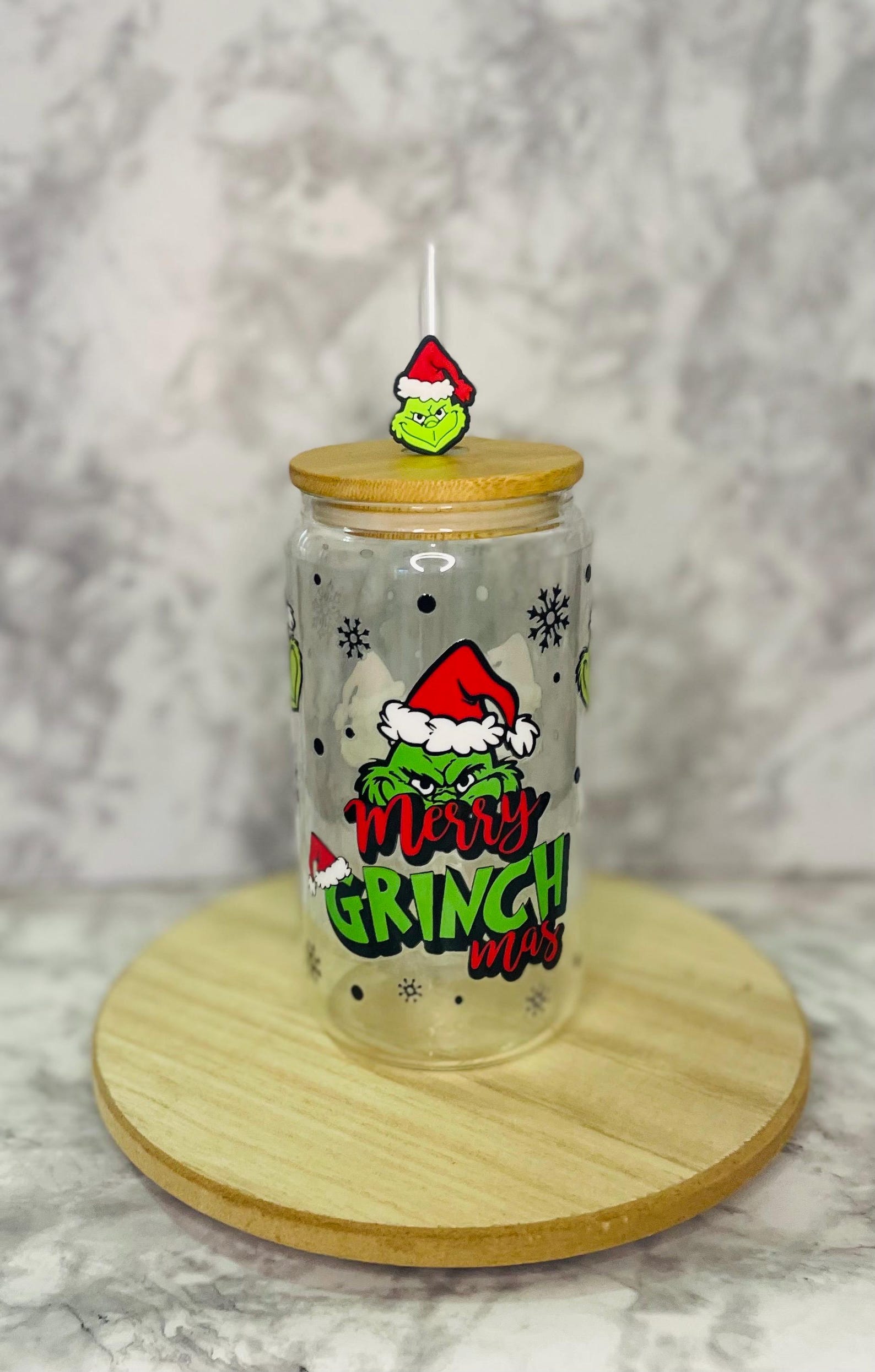 Merry Grinch Mas Glass Cup, Grinch Personalized Cup, Christmas Cup ...