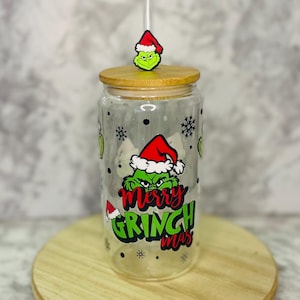 Merry Grinch Mas Glass Cup, Grinch Personalized Cup, Christmas Cup ...