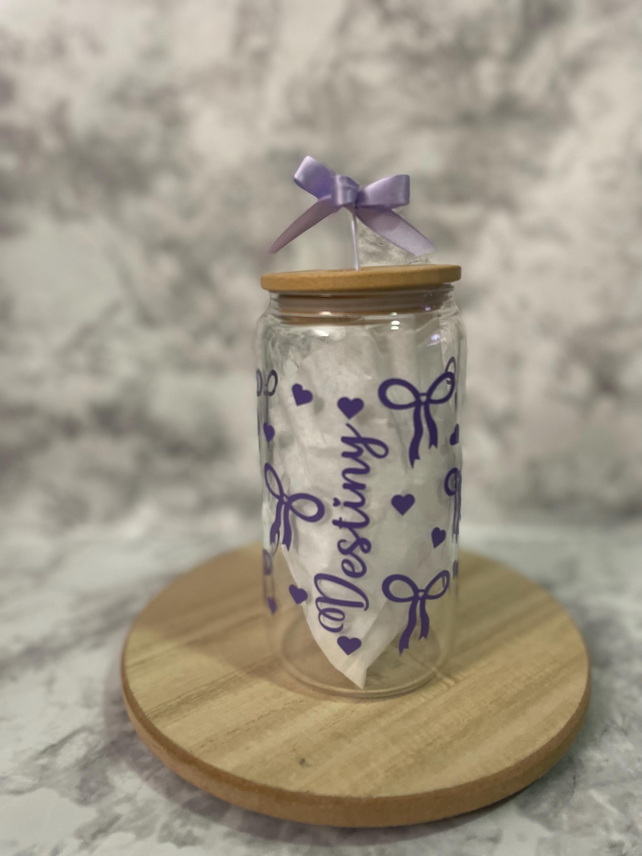Trendy Bow Cup, Coquette Bow Cup, 16oz Glass Cup, Coquette Bow Glass ...