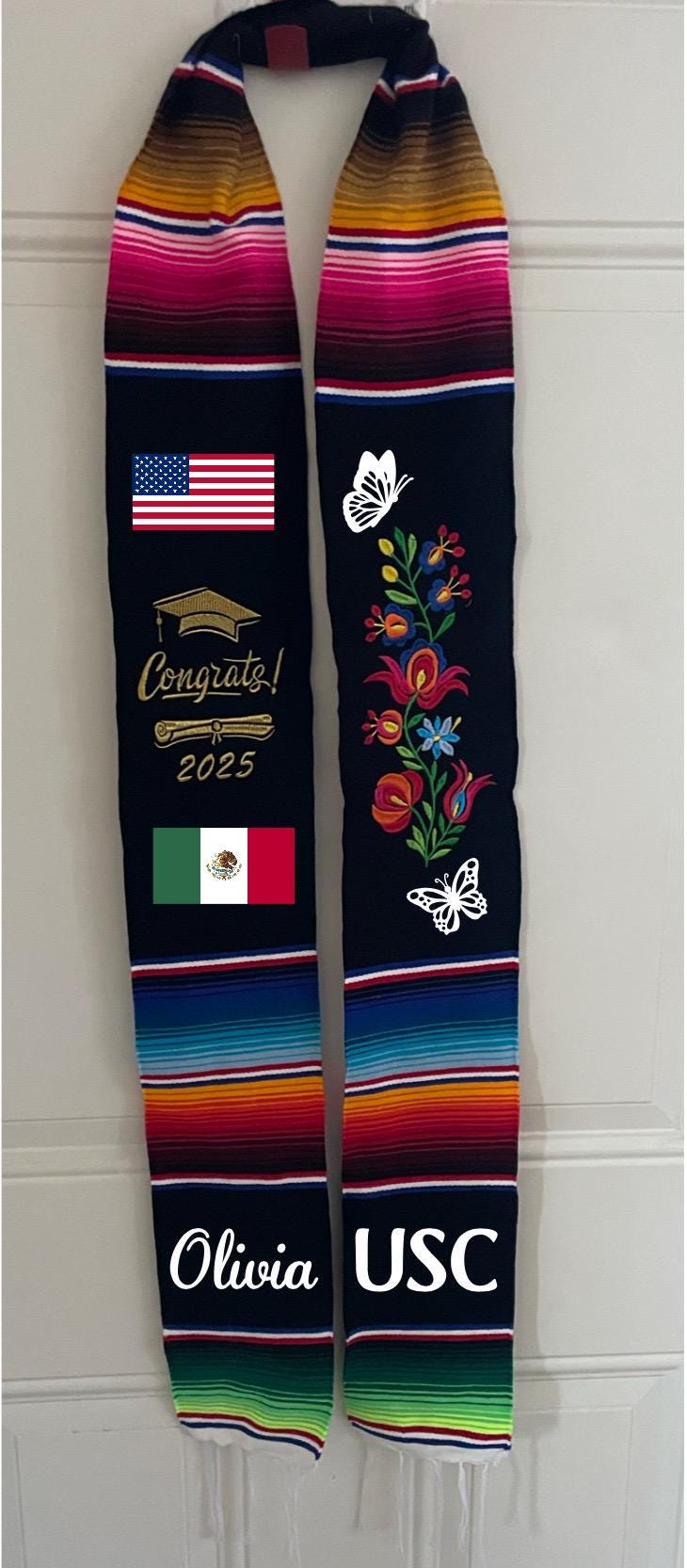 Personalized Mexican Sarape Graduation Stole, Class of 2025 Graduation ...